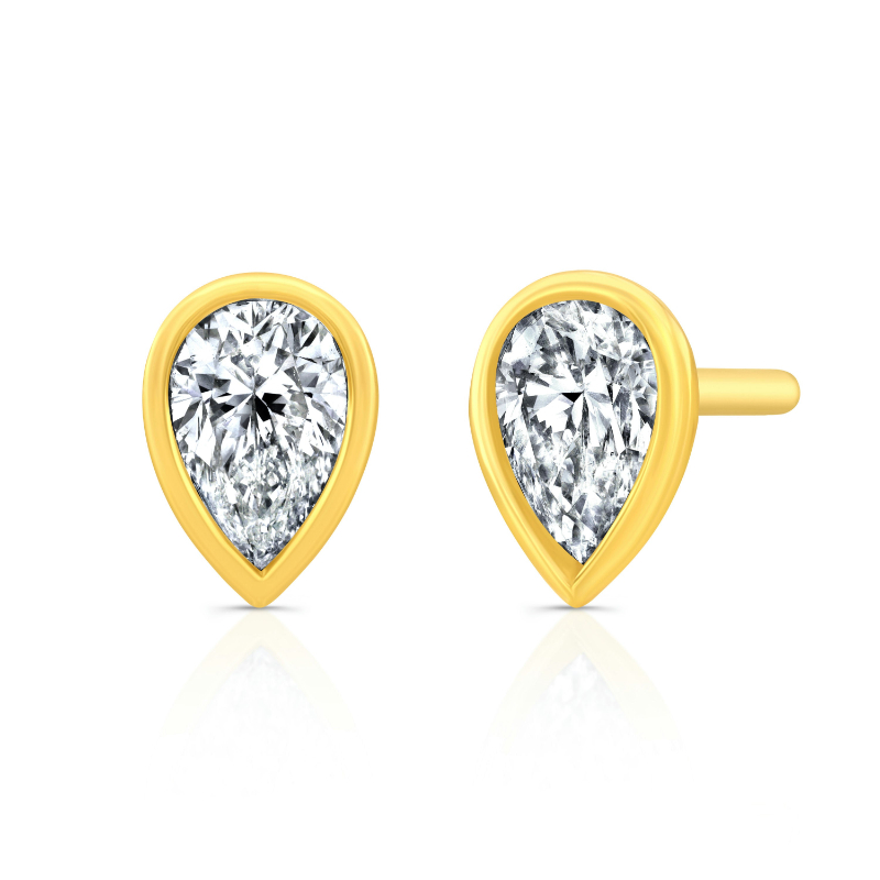 Norman Silverman Pear Shape Diamond Bezel Studs - F22128